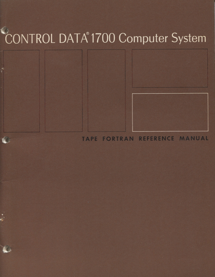 Image Control Data 1700 Computer System Tape Fortran Reference Manual Computing History